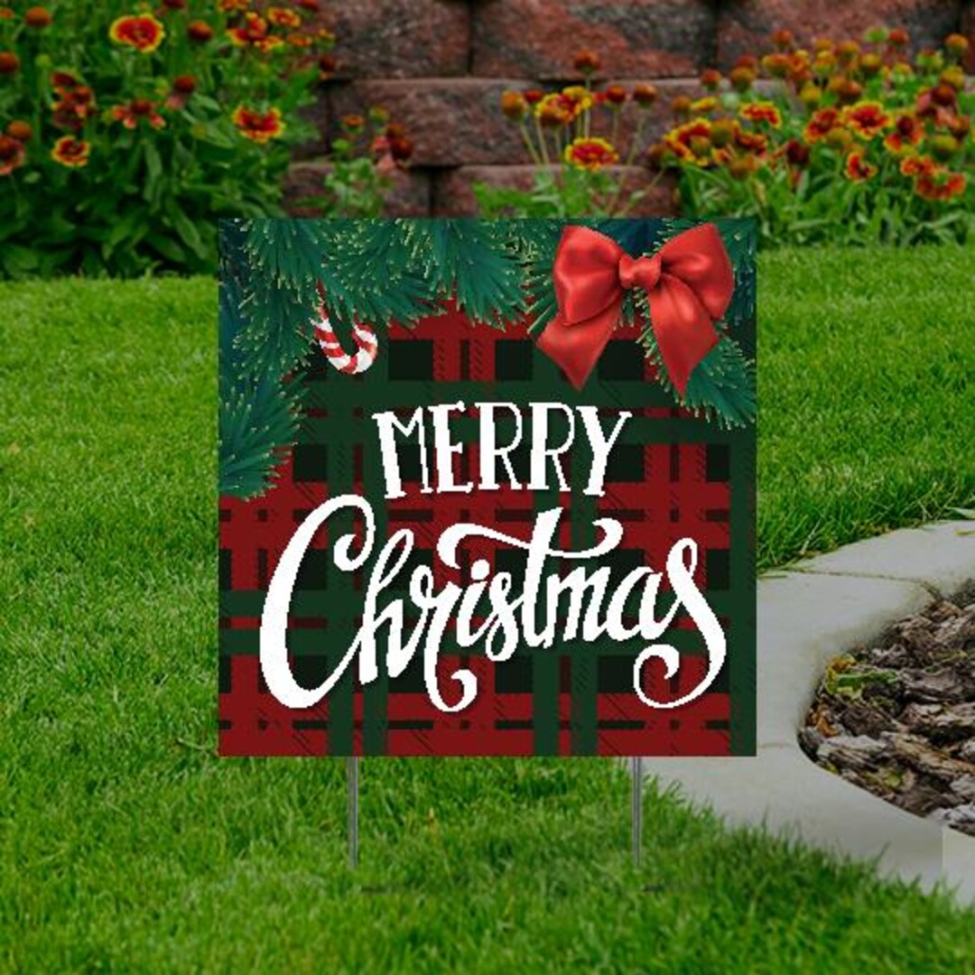 Merry Christmas Yard Sign Cutout Comes With H-stake 24x24, Printed on ...