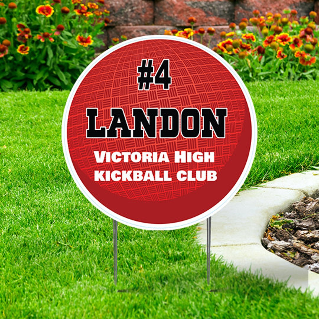 Kickball Cut-out Yard Sign 24x24 With H-stake - Coroplast - Personalize ...