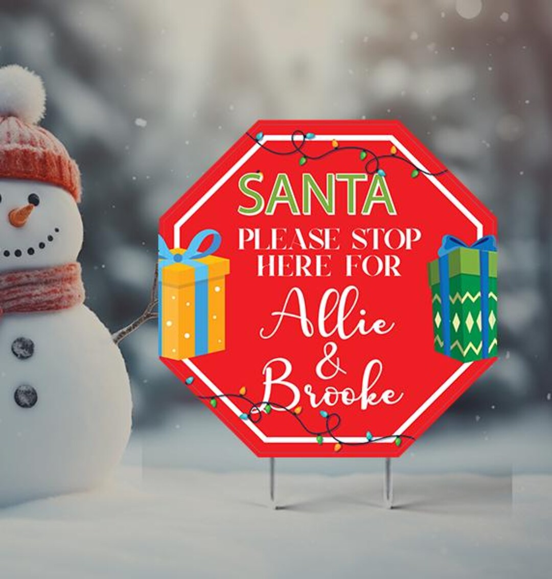 Santa Stop Sign Yard Sign Cutout Comes With H-stake 21x21, Printed on ...