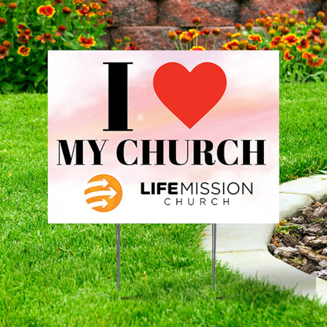 I Love My Church Yard Sign Comes With H-stake 24x18, Printed on ...