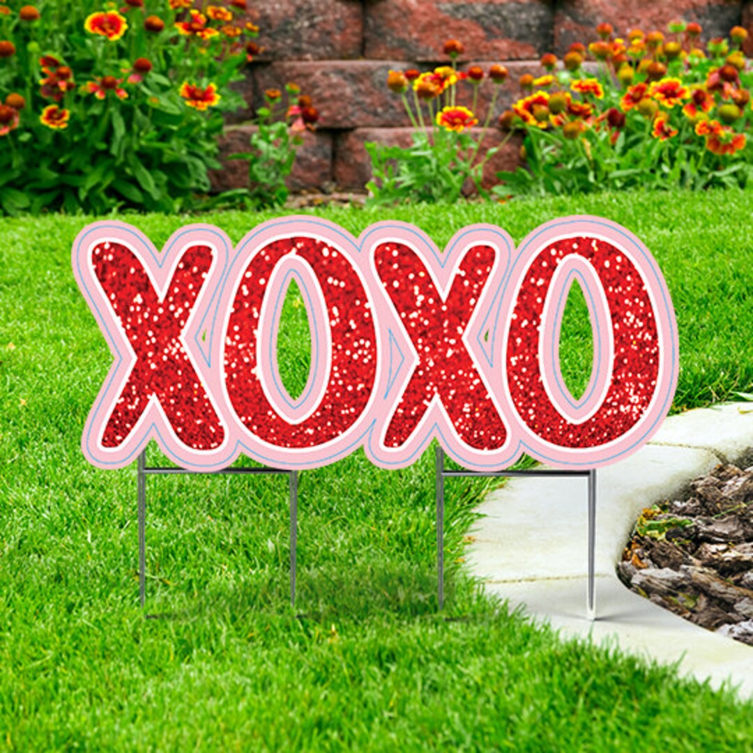 XOXO Valentine Coroplast Cut-out Yard Sign 2 Stakes - Valentine's Day ...