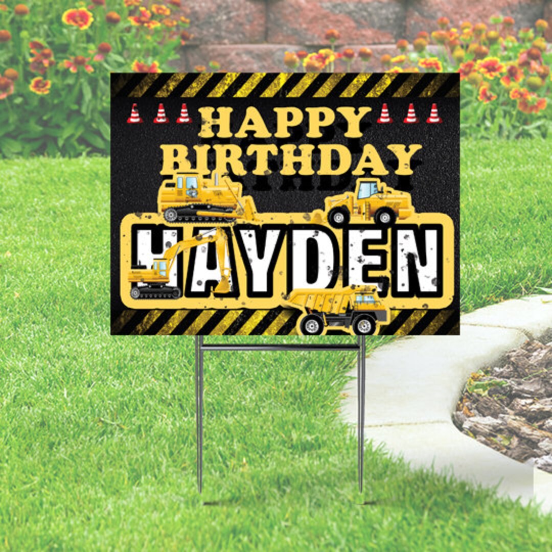 Birthday Construction Road Yard Sign (single or Doube-sided) Comes With ...