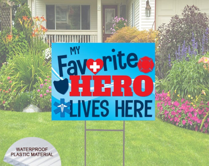 HUGE heroes Work Here Yard Sign Healthcare Hero Lawn Sign Appreciation ...