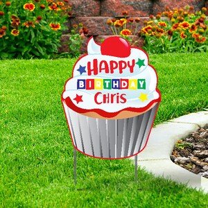 Happy Birthday Cupcake Yard Sign With H-stake Boy & Girl Options 24 ...