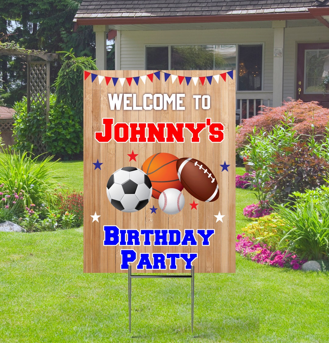 Sports Theme Party Yard Sign Comes With H-stake 24x18, Printed on ...