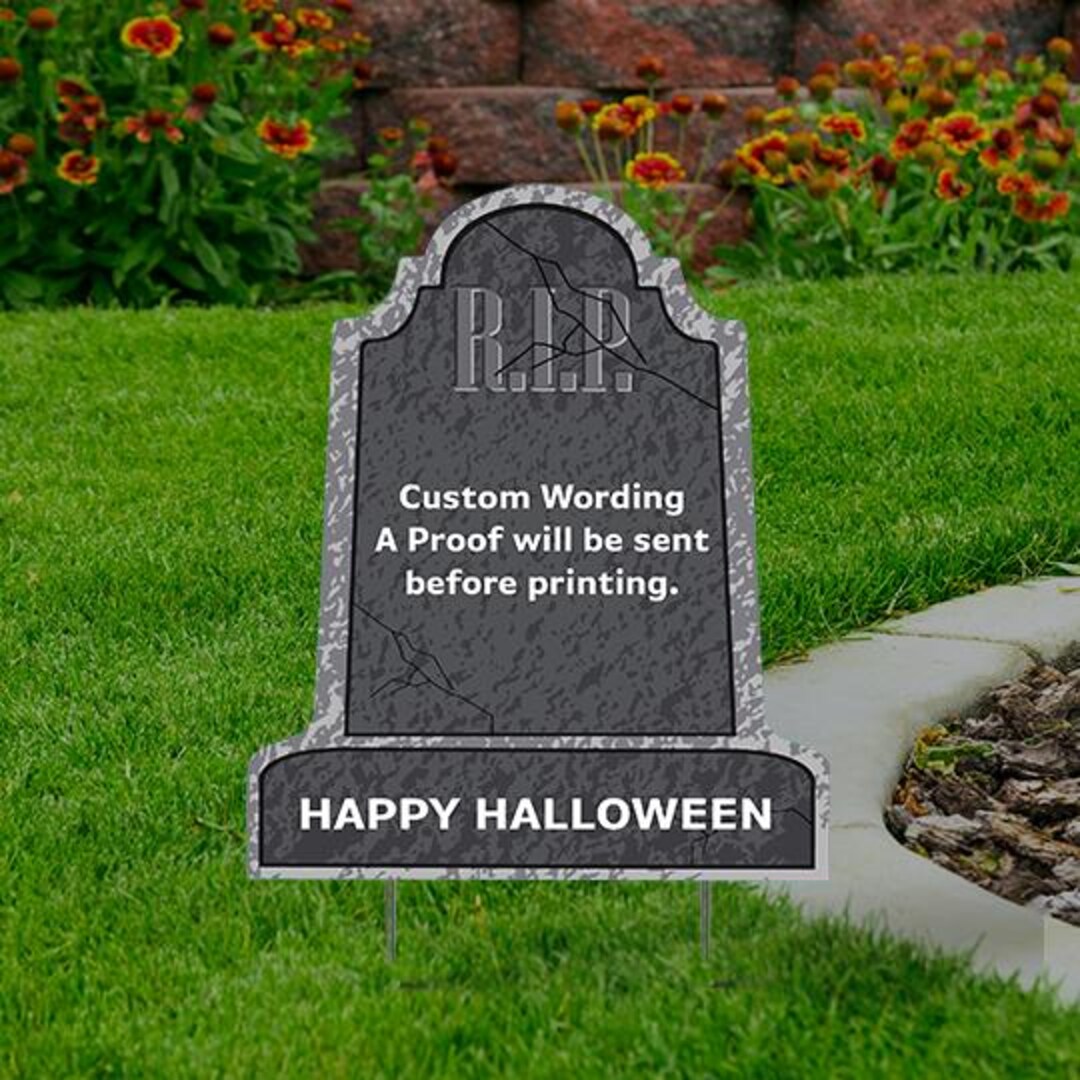 Tombstone Cut-out Yard Sign With H-stake - Coroplast, 20''x23 ...