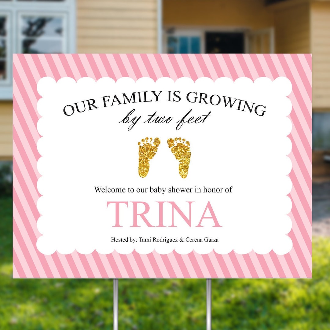 Baby Shower Our Family is Growing by Two Feet Yard Sign - Comes With H ...