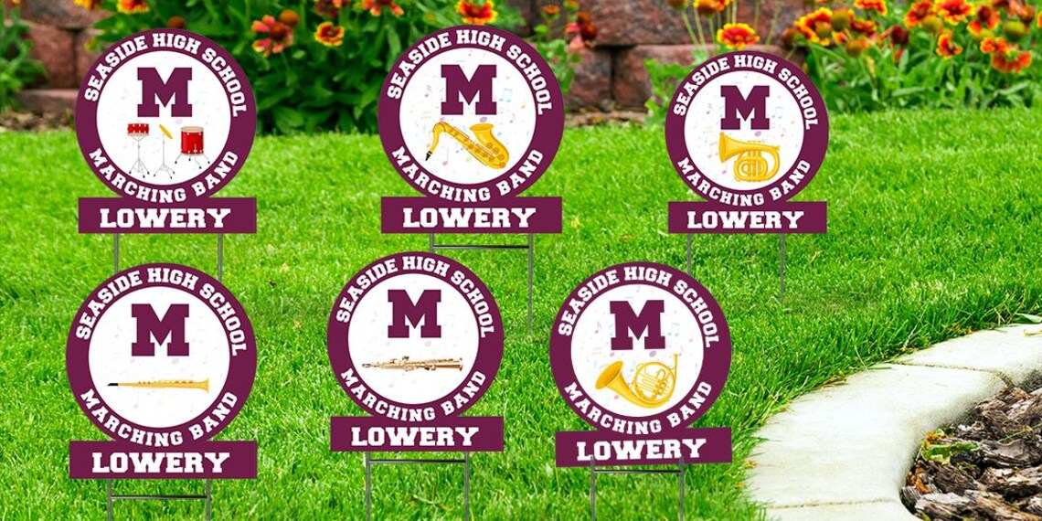 High School Marching Band Yard Sign 24"x24" Yard Sign Coroplast With H ...