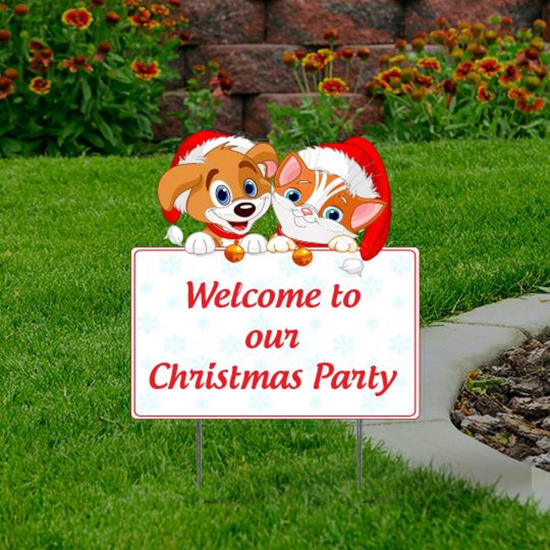 Dog & Cat Christmas Sign Cut-out Yard Sign 24x24 With H-stake ...