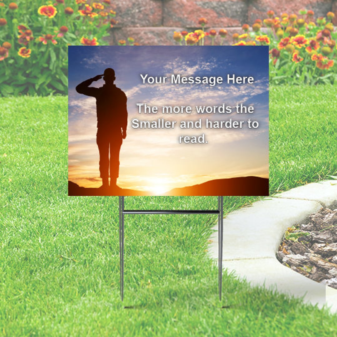 Veterans Custom Message Yard Sign (single or Double-sided) With H-stake ...