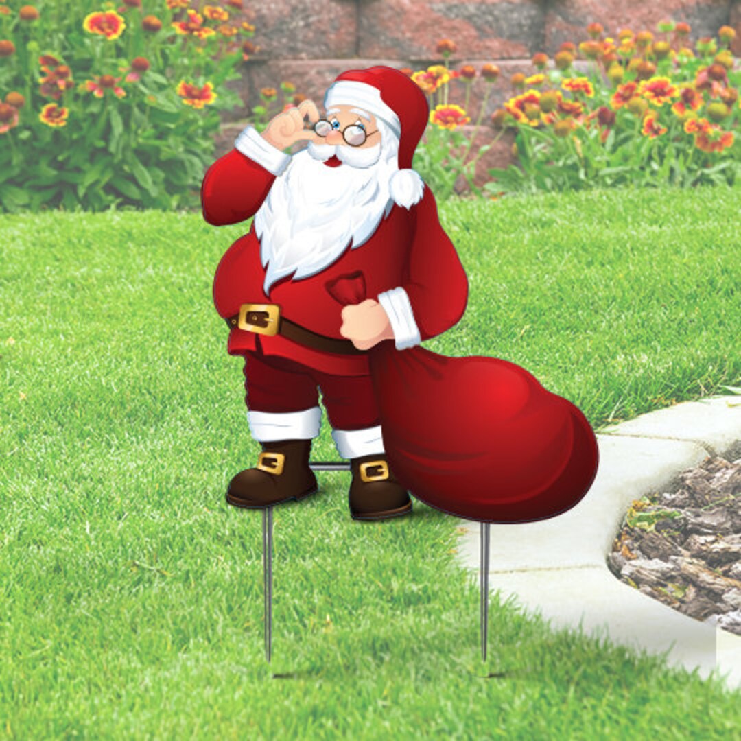 Santa With Bag Cut-out Yard Sign Cutout Comes With H-stake 25x30 ...