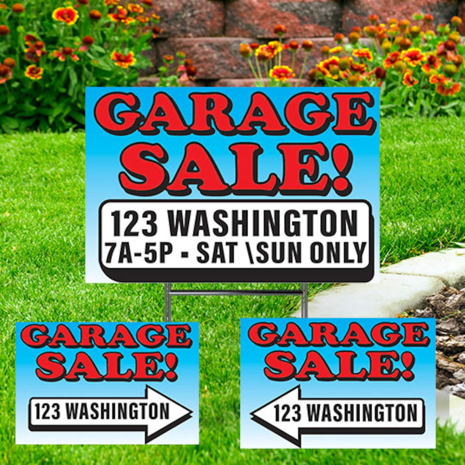 Garage Sale Signs - 10 Set of Signs - 24x18 Yard Signs, Double-sided ...