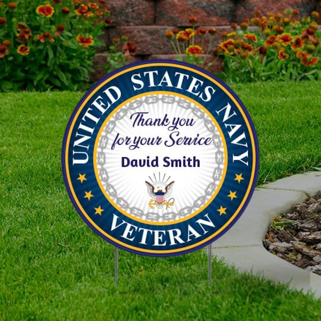 Thank You Navy Veteran Navy Yard Sign Comes With H-stake 23x23, Printed ...