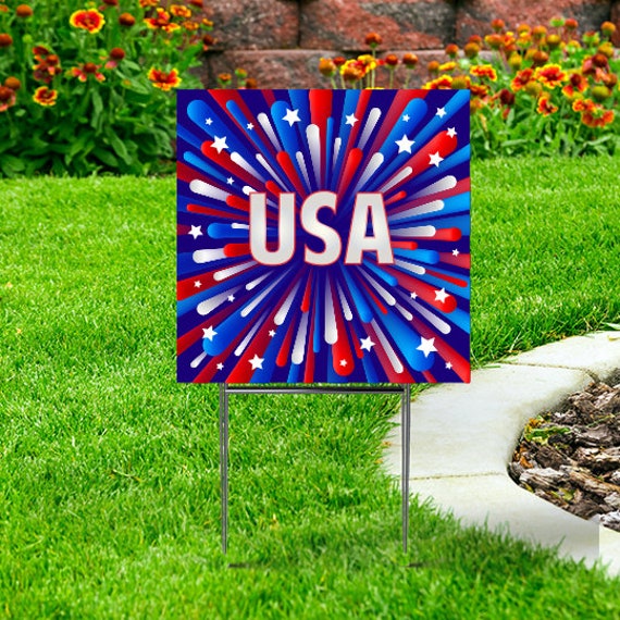 USA Red White Blue Yard Sign single or Double-sided Comes - Etsy