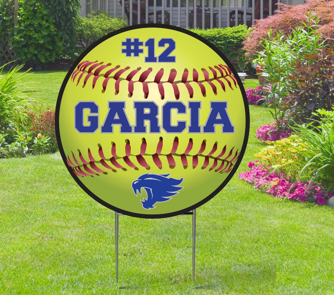 Softball Cut-out Yard Sign 24x24 With H-stake - Coroplast - Personalize ...