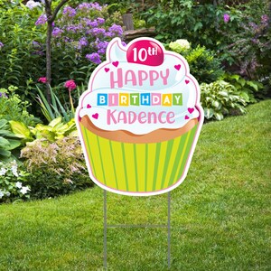 Happy Birthday Cupcake Yard Sign With H-stake Boy & Girl Options 24 ...