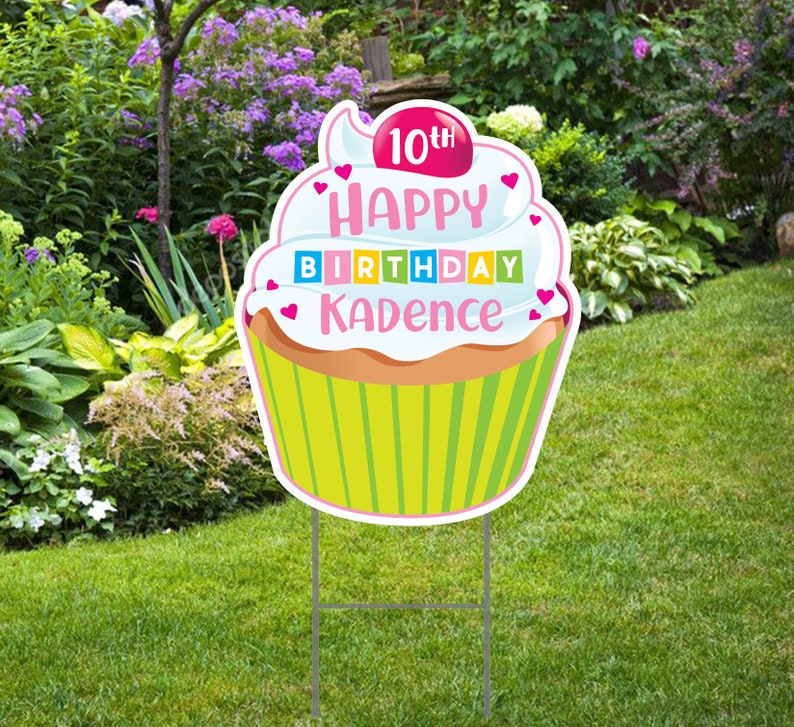 Happy Birthday Cupcake Yard Sign With H-stake Boy & Girl - Etsy