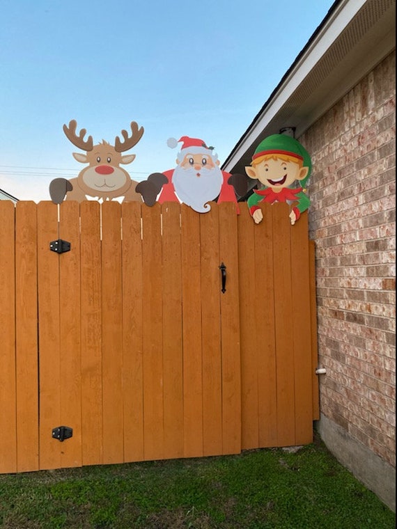 Santa Elf or Reindeer Fence Topper Cutout Comes With H-stake | Etsy