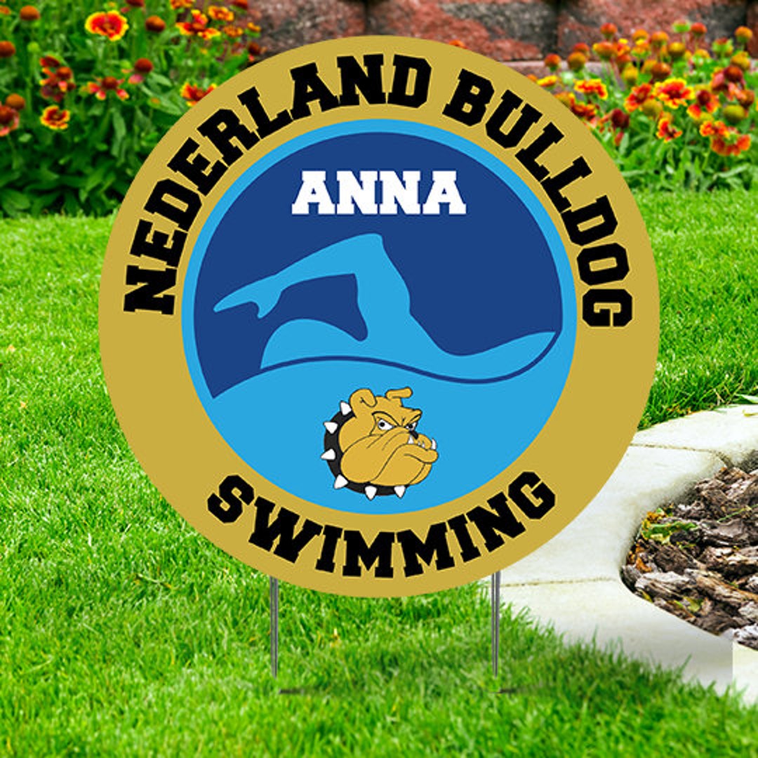 Swimming Cut-out Yard Sign 24x24 With H-stake - Coroplast - Personalize ...