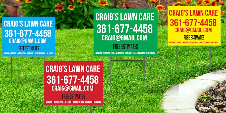 Custom Lawn Care Yard Signs single or Double-sided Comes - Etsy