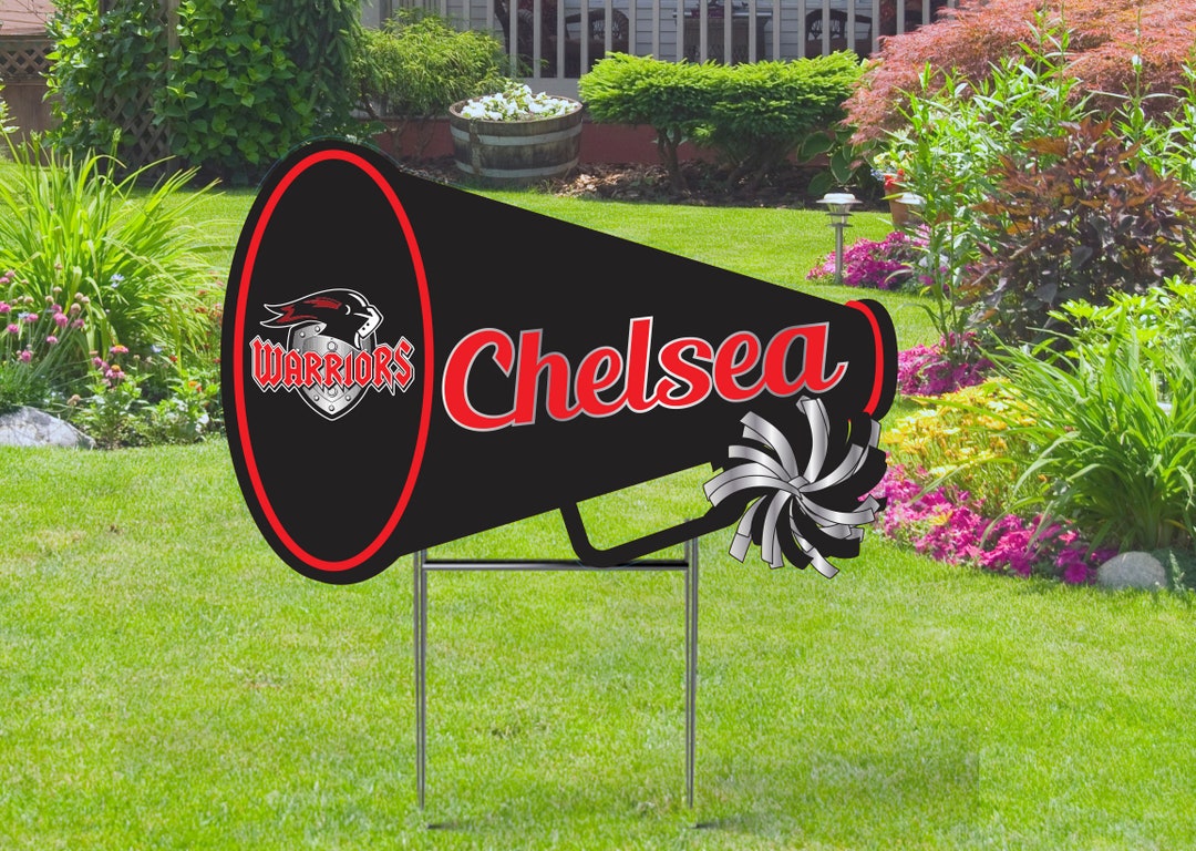 Cheerleading Megaphone Cut-out Yard Sign 29x18 With H-stake - Coroplast ...