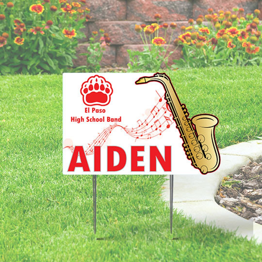 Saxaphone Cut-out Yard Sign High School Band 24x18 With H-stake ...