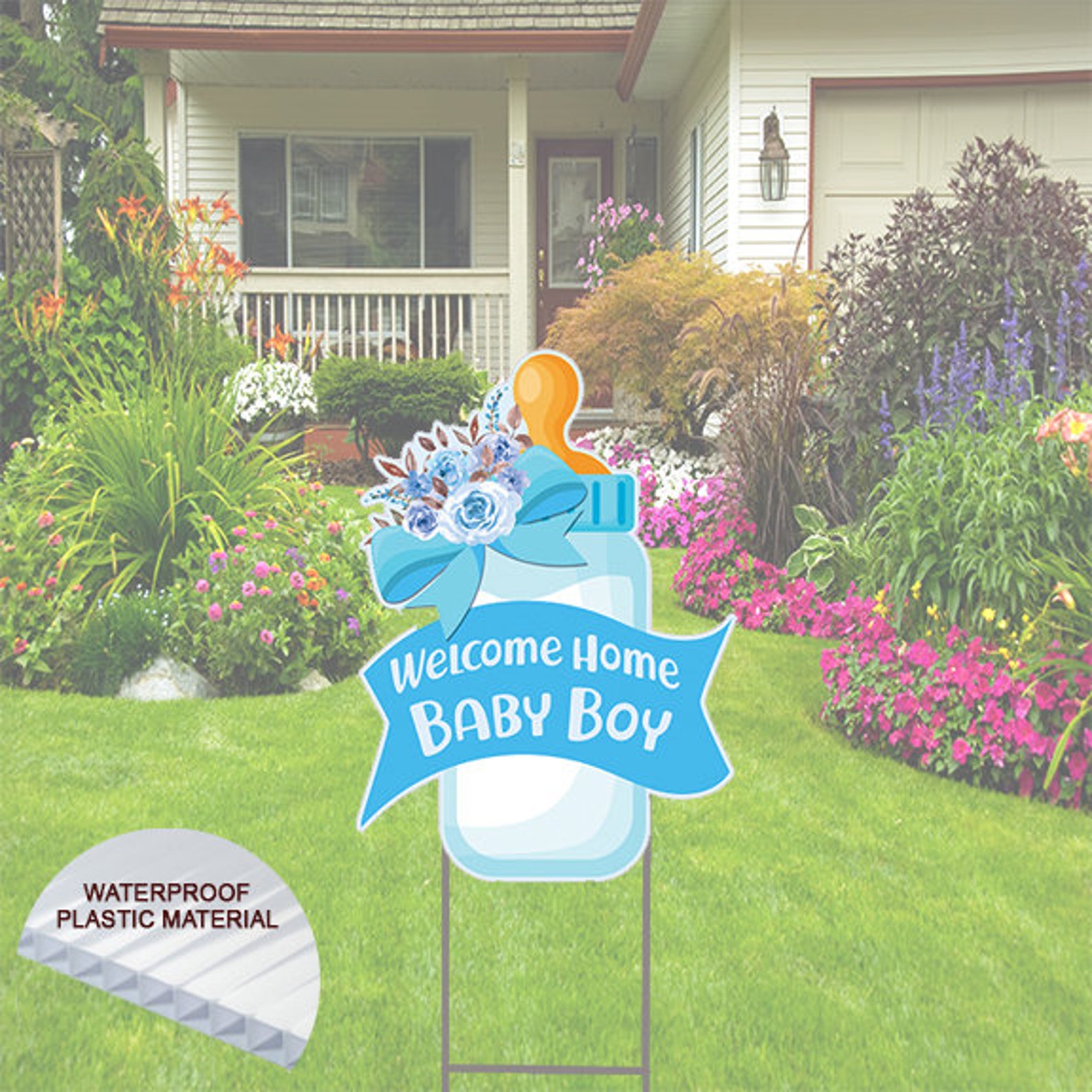 Welcome Home Baby Girl or Boy Cutout Yard Sign 24x18 With H-stake ...