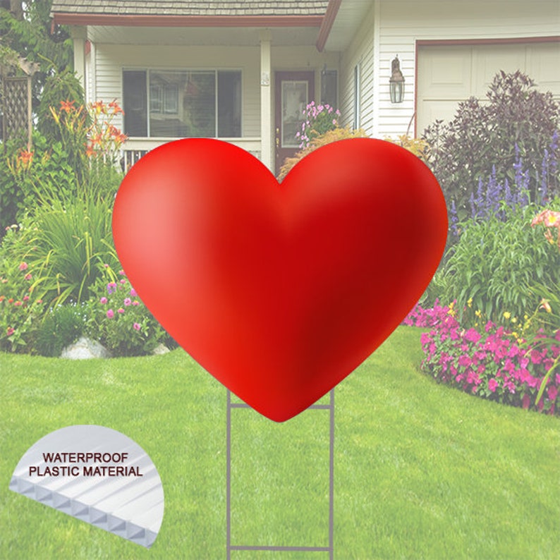 BIG Red Heart Coroplast Cut-out Yard Sign With Stake - Personalize ...