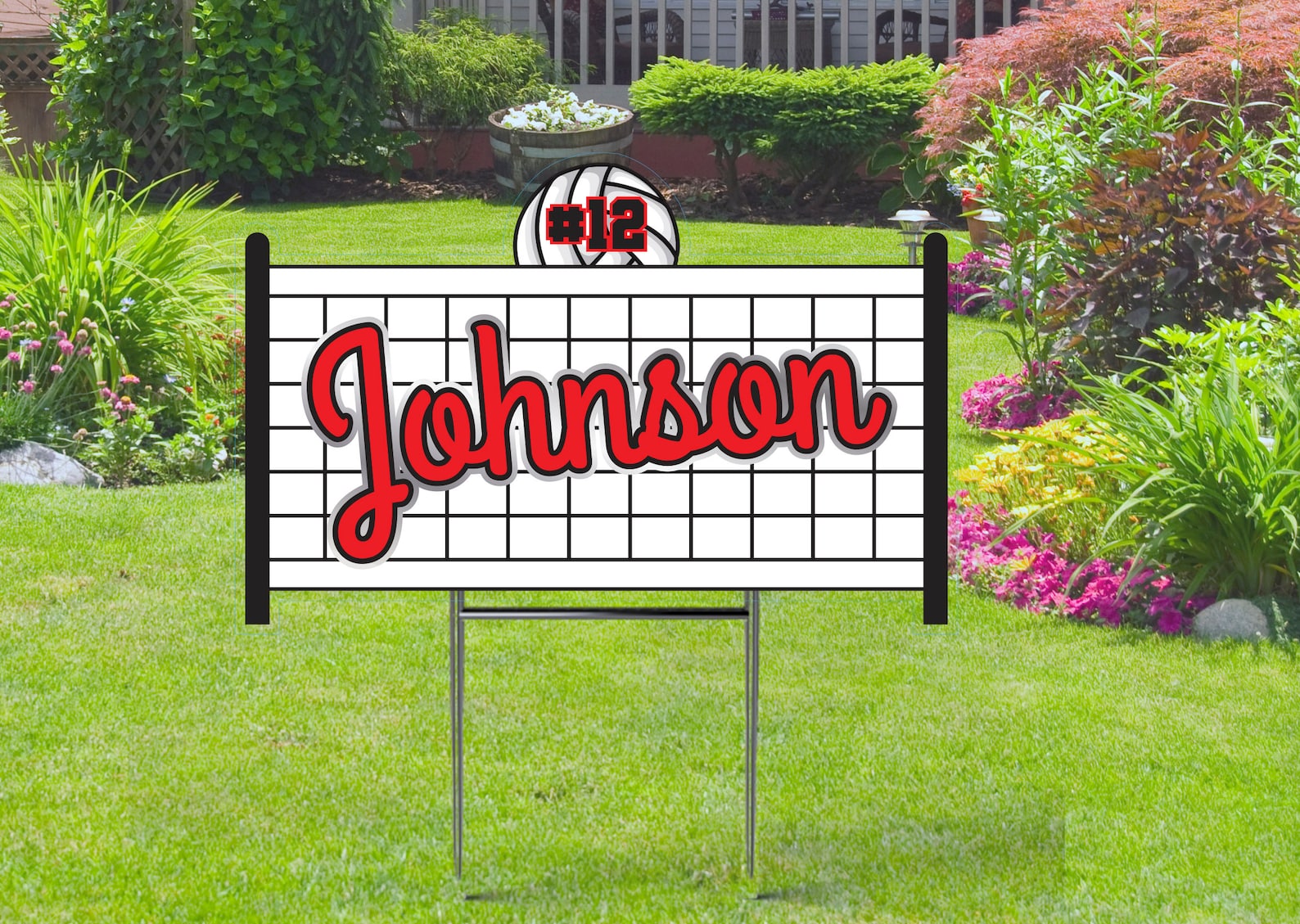 Volleyball With Net Cut-out Yard Sign 30x19 With H-stake - Coroplast ...