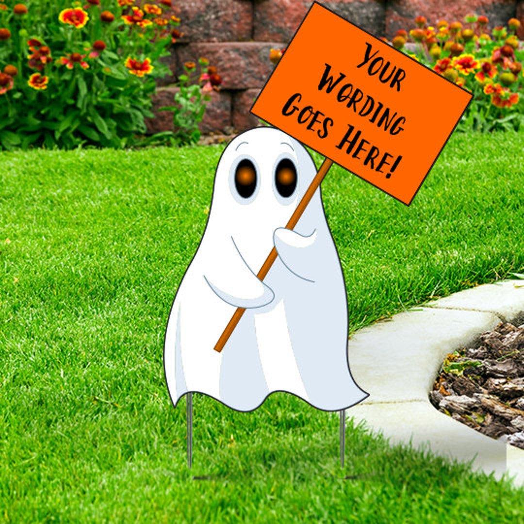 Halloween Ghost Sign With a Sign Cut-out Yard Sign 30x24 With H-stake ...