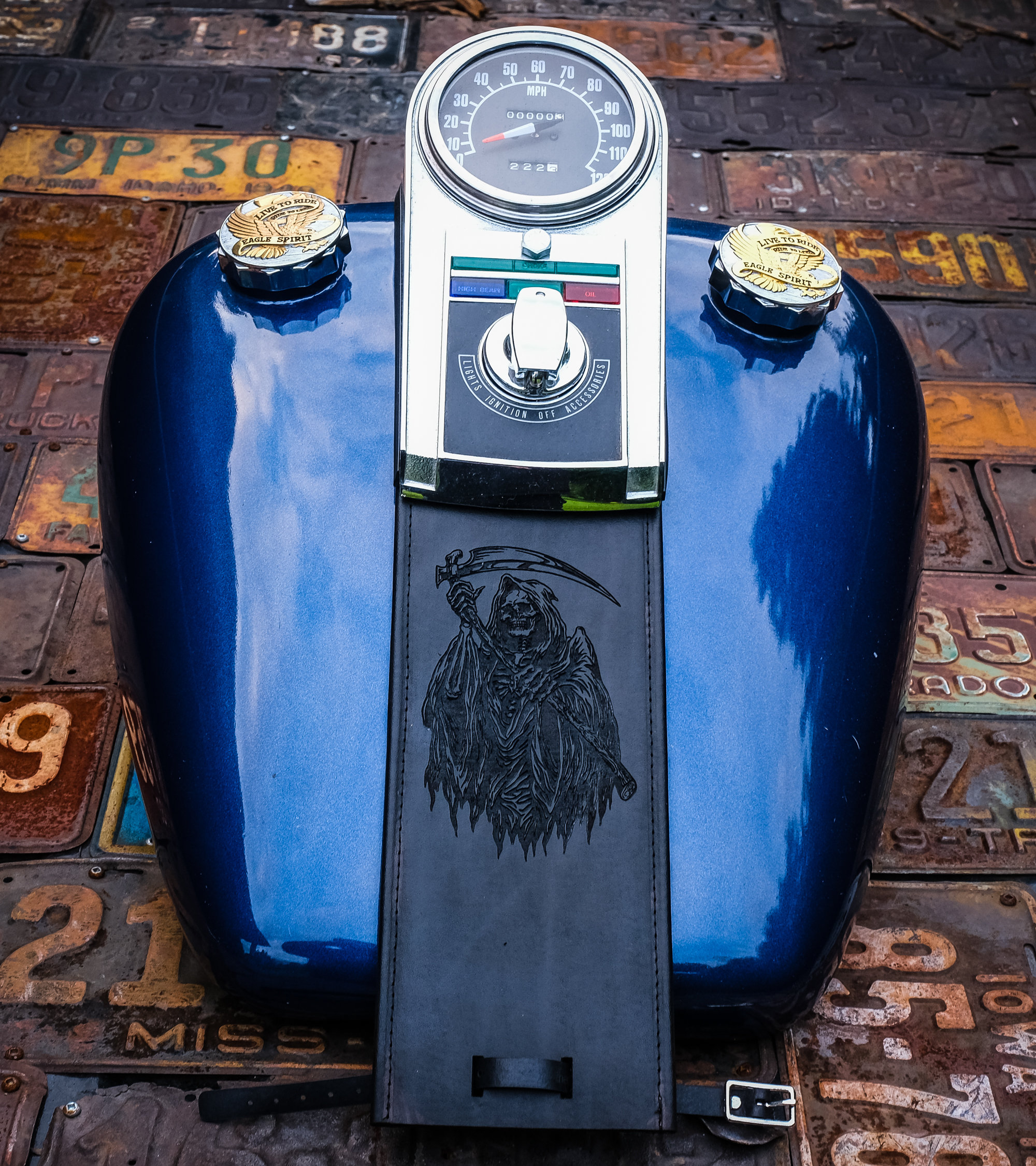 Grim Reaper Custom Leather Gas Tank Panel Bib Harley Davidson - Etsy