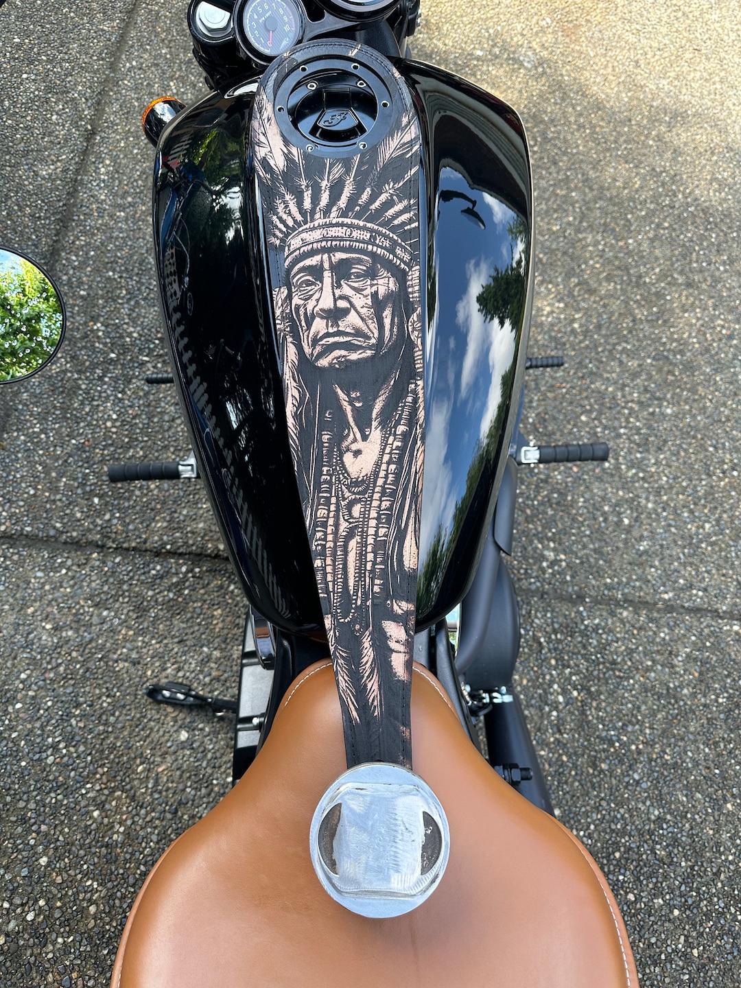 Custom Leather Indian Scout Bobber Sixty Roque Twenty Motorcycle Gas ...