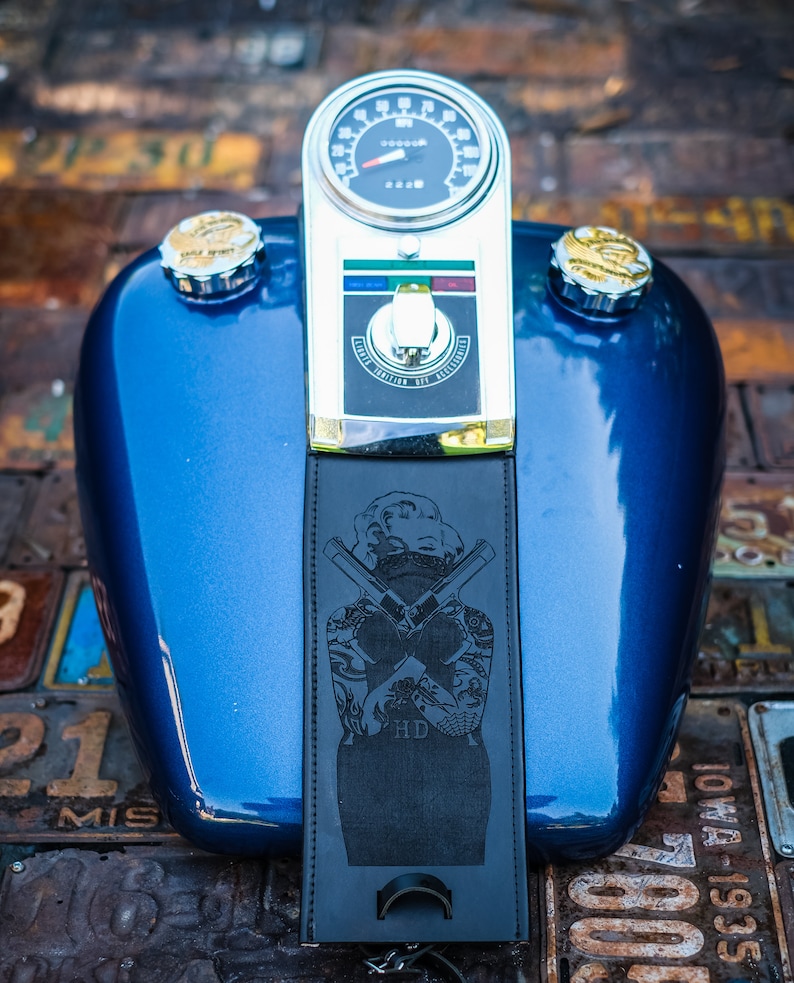 Leather Gas Tank Panel Bib Harley Davidson Older Split Tank Marilyn ...