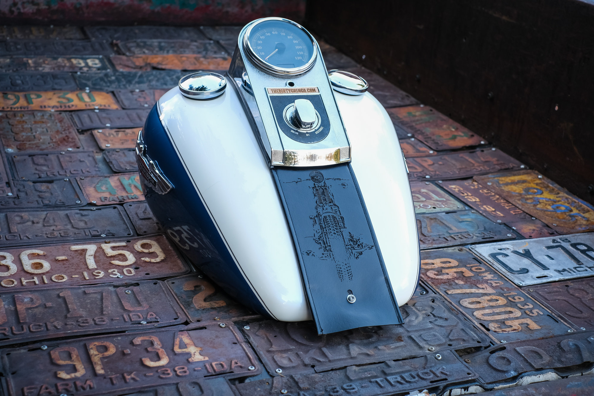 Harley Davidson Softail or Dyna Leather Tank Bib Panel Retro | Etsy