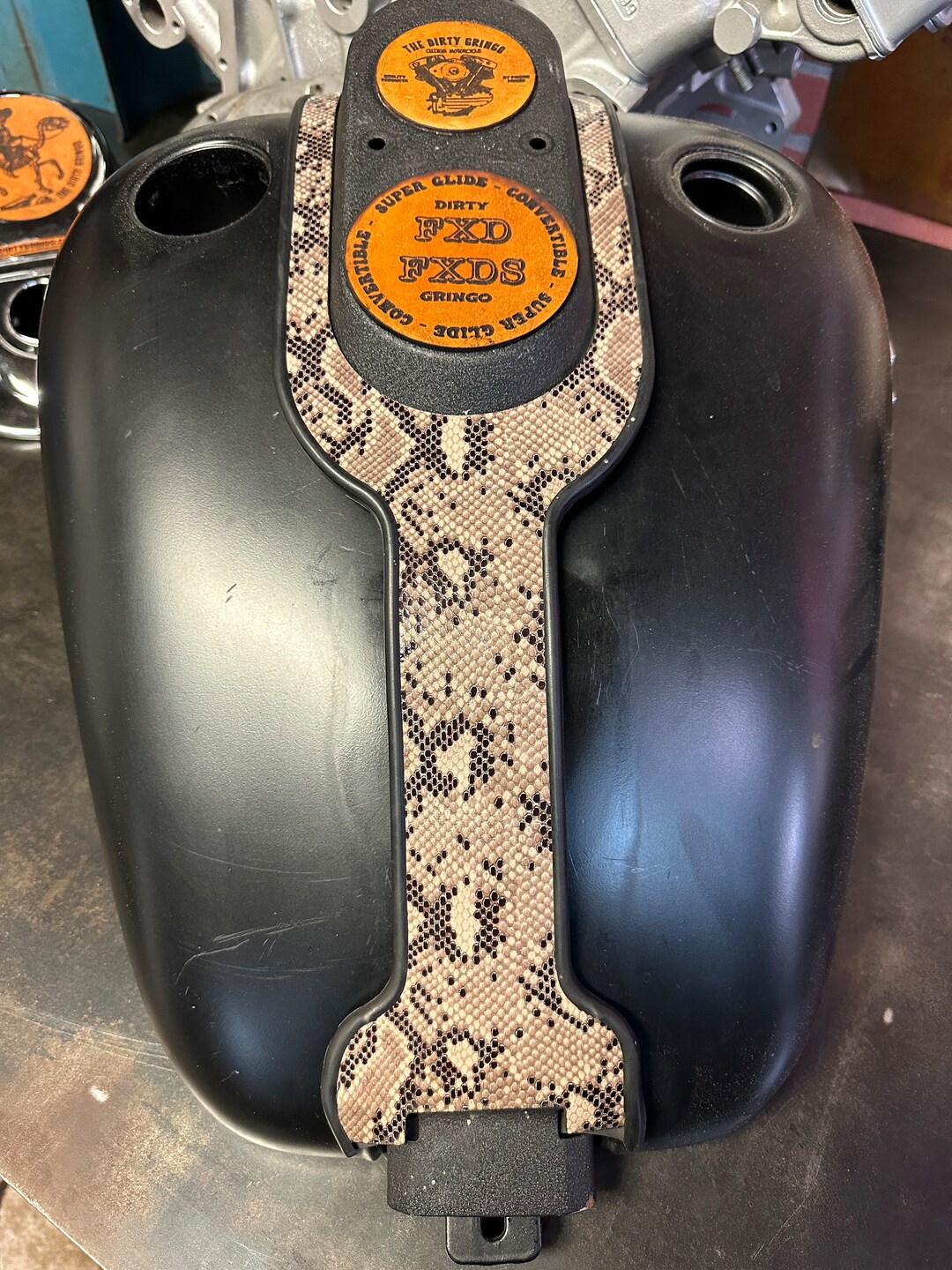 Harley Davidson Dyna Desert Snake Leather Dash Insert FXD Super Glide ...