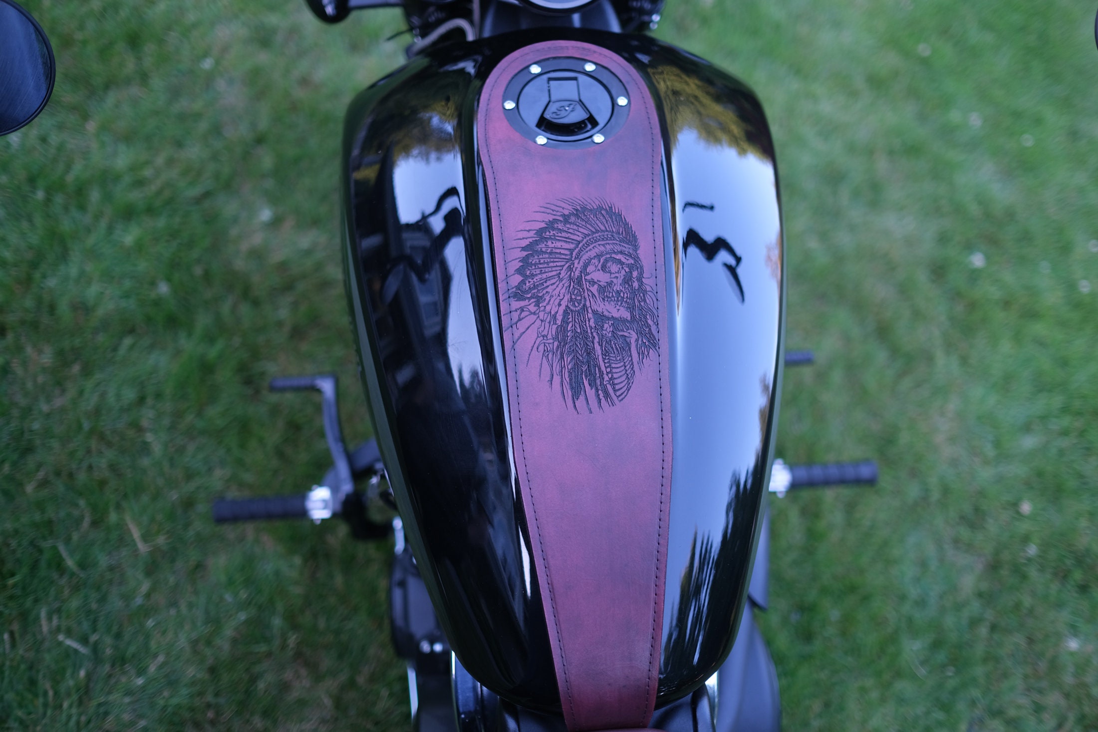 Wicked Indian Warrior Custom Real Engraved Leather Indian Scout Bobber ...