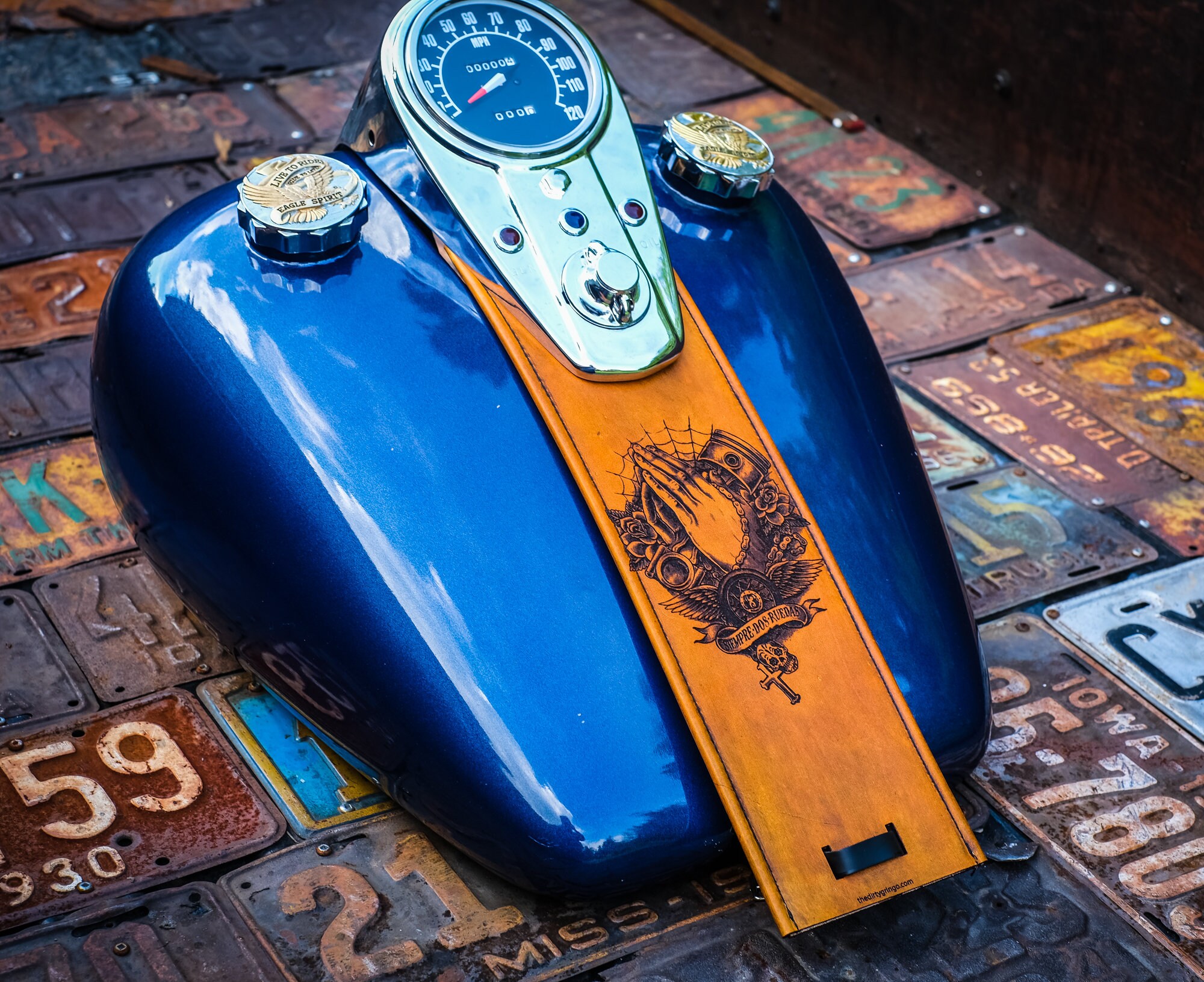 Tan Leather Gas Tank Panel Bib Harley Davidson 3 Light Dash - Etsy