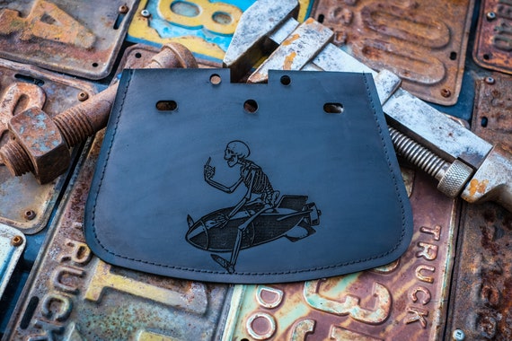 Skeleton Bomb Middle Finger Rear Leather Mud Flap Harley | Etsy