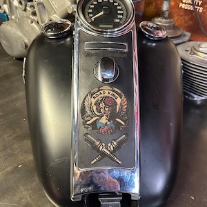 Harley Davidson Road King Dash Insert Latina Angel Chicano Crossed ...