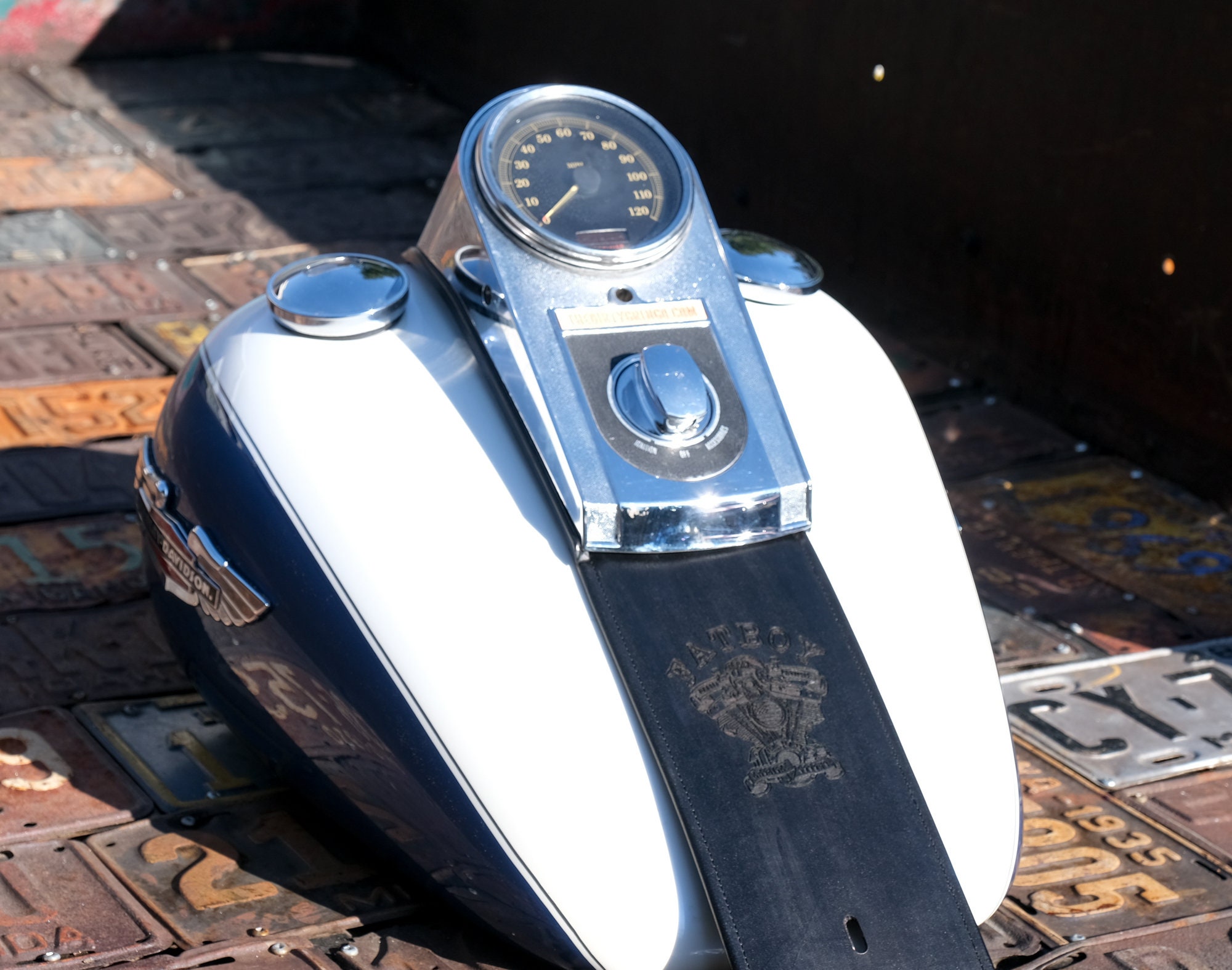 Harley Davidson Leather Fuel Gas Tank Panel Bib Fat Boy Softail V-twin ...