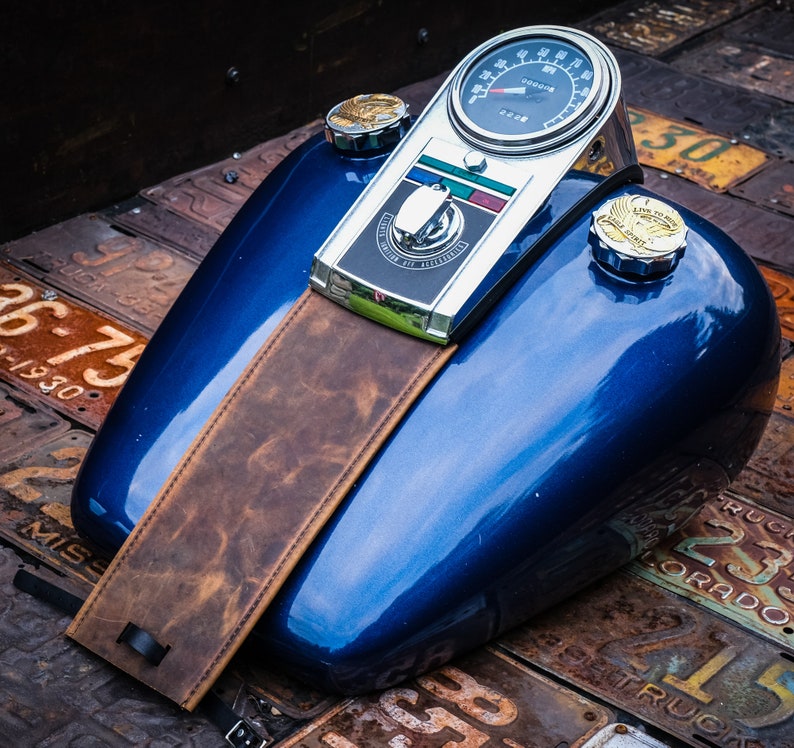 Distressed Cognac Leather Gas Tank Panel Bib Harley Davidson | Etsy