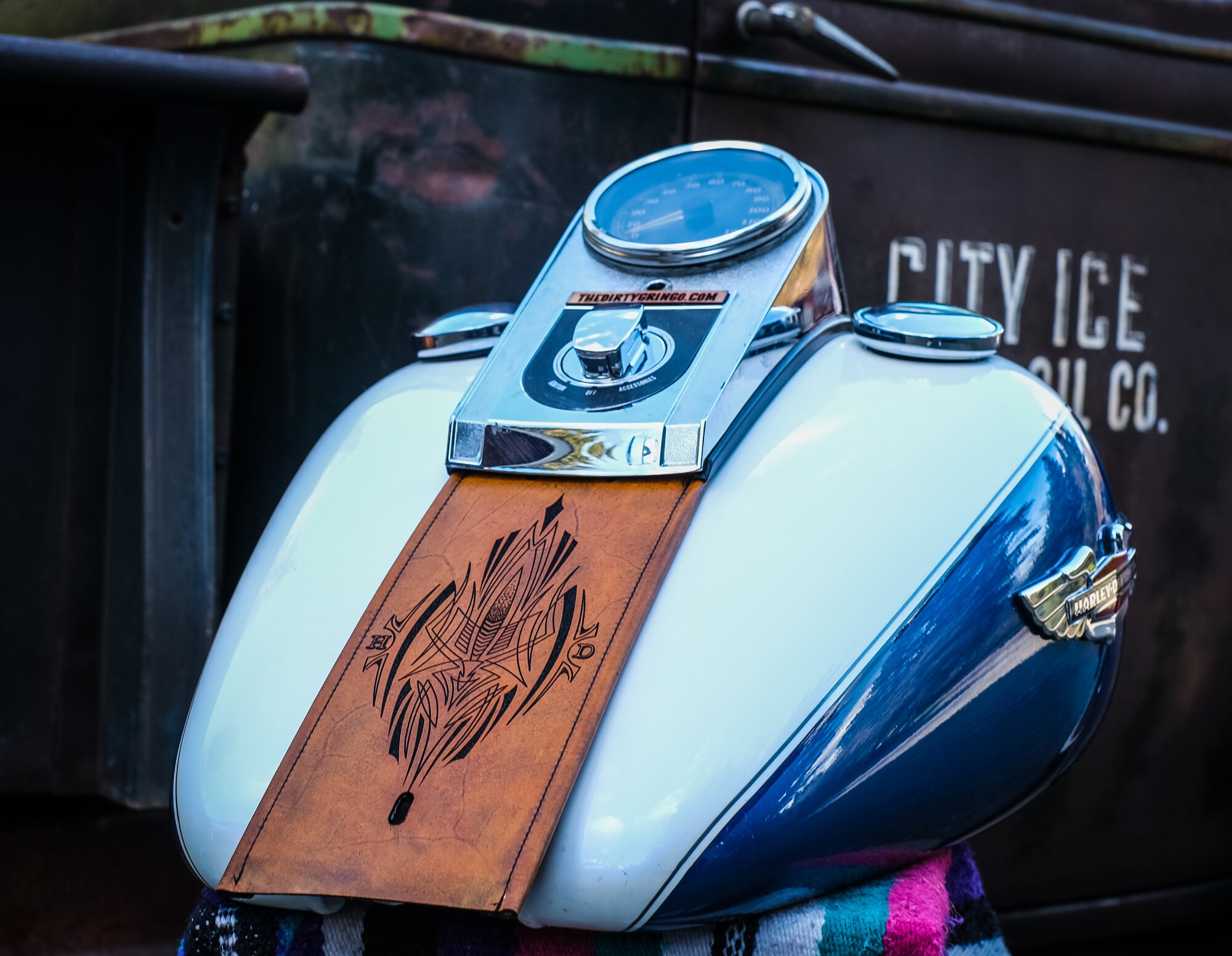 Harley Davidson Leather Gas Tank Panel Bib Vintage Antique Tan ...