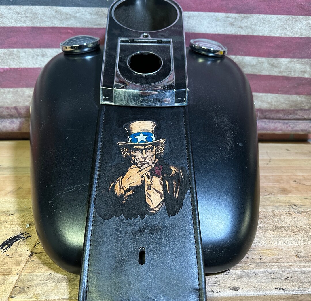 Uncle Sam Middle Finger USA Harley Davidson Leather Gas Tank Panel Bib ...
