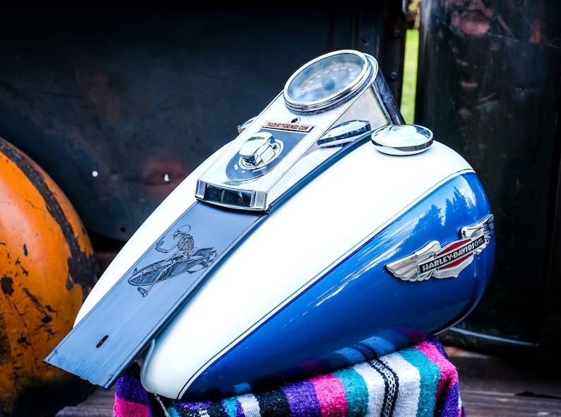 Harley Davidson Leather Gas Tank Panel Bib Black Skeleton Bomb Middle ...