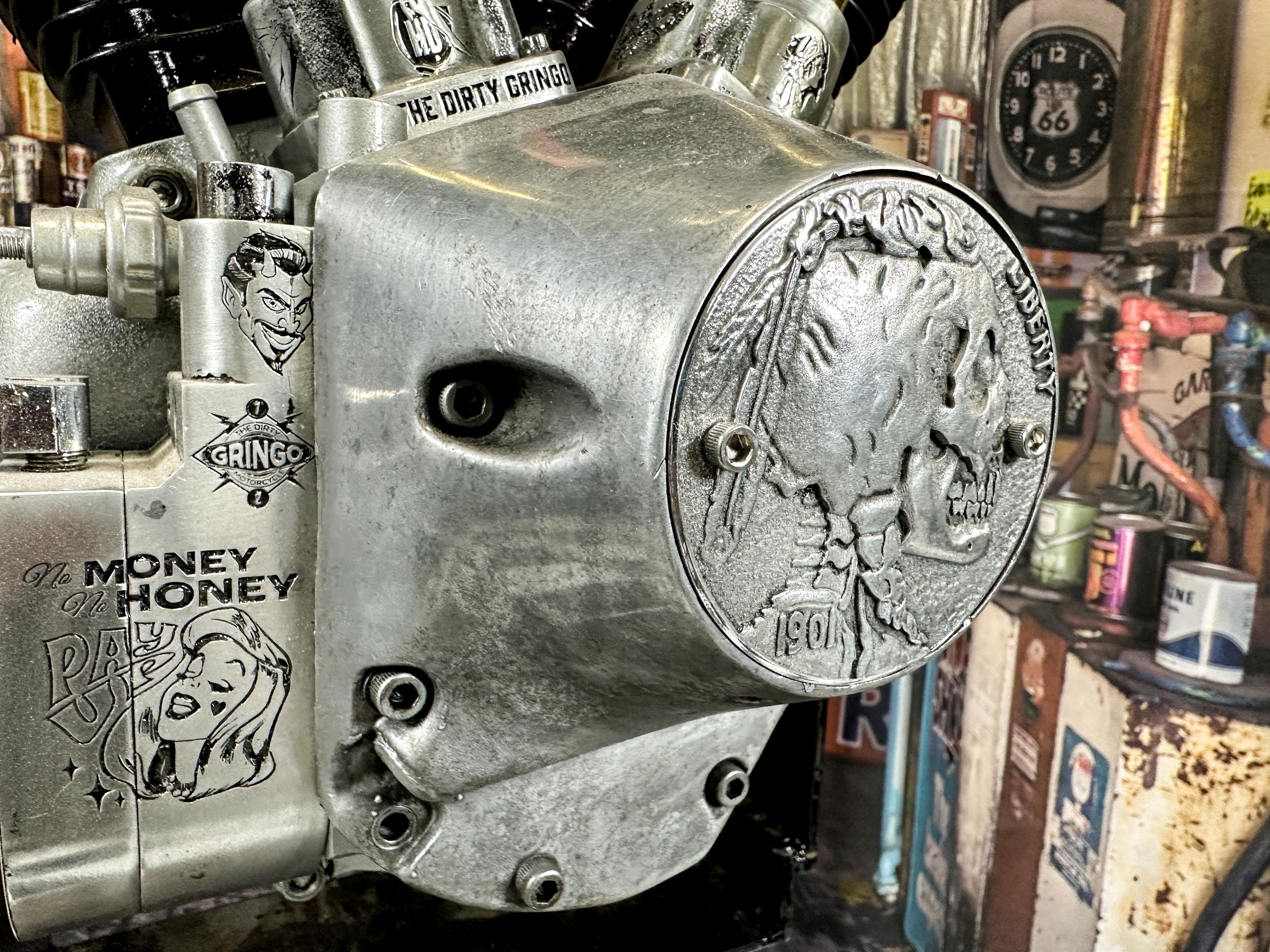 Gilroy Indian Motorcycle Skull Chief Scout Spirit Carved Buffalo Nickel ...