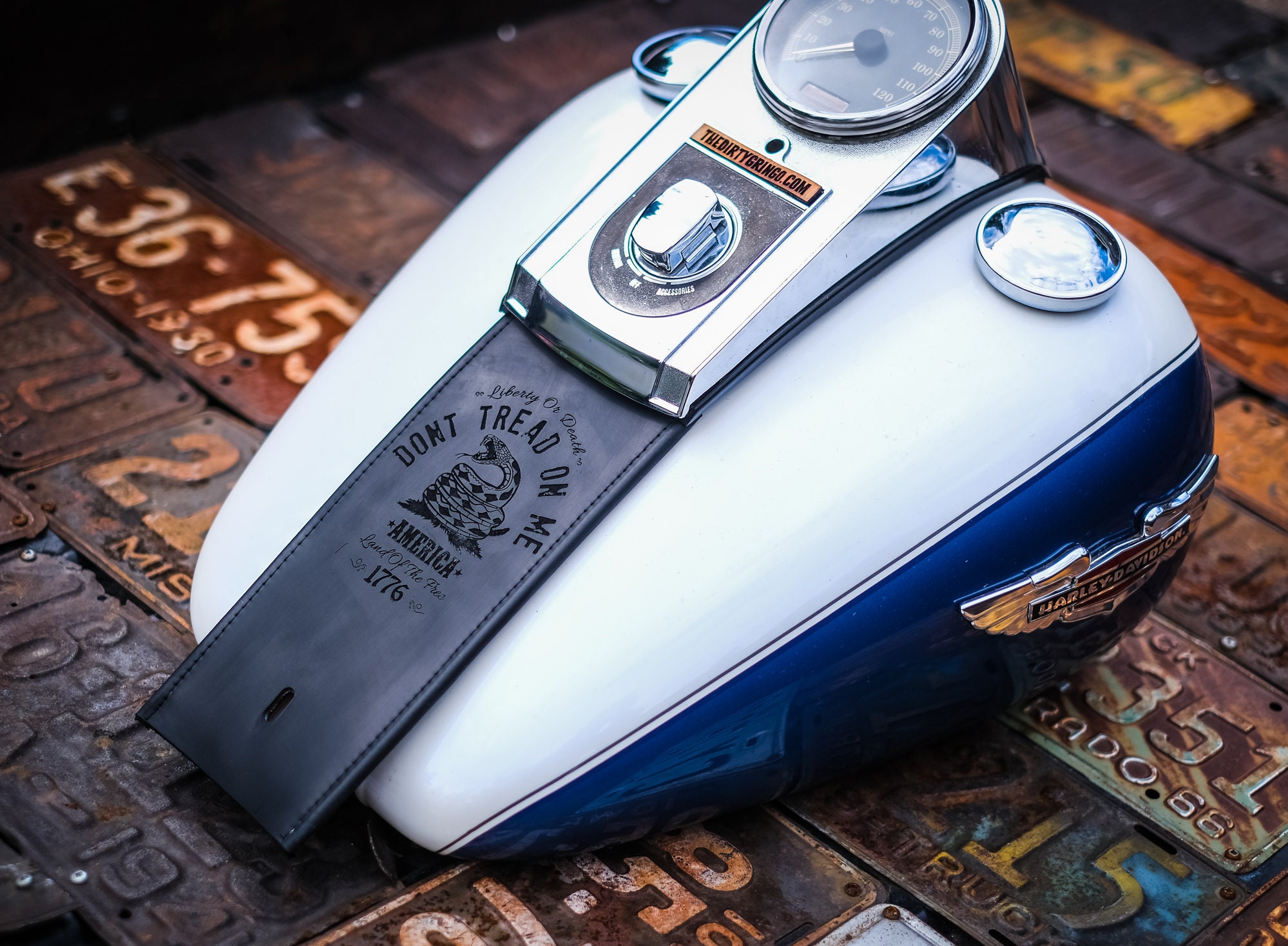 Harley Davidson Leather Fuel Gas Tank Panel Bib Dont Tread on Me ...