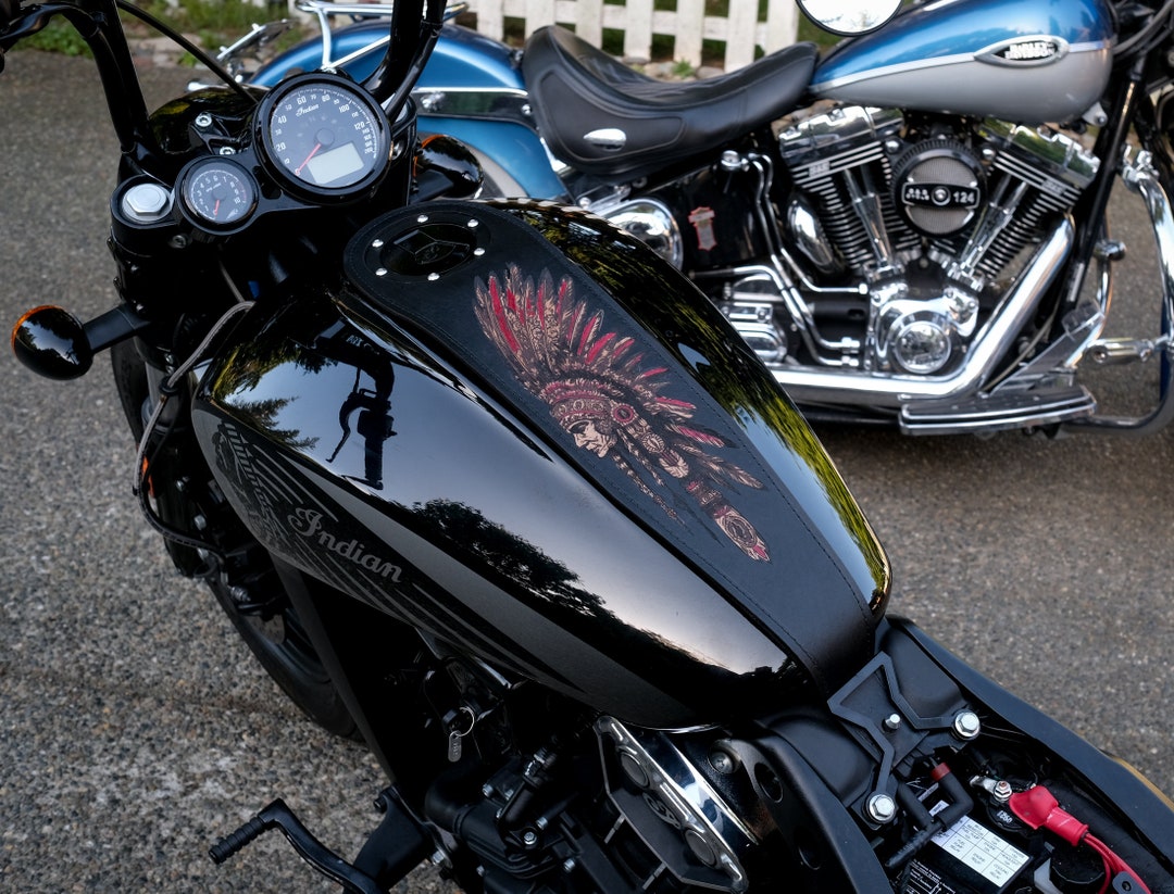 Retro Old School Totem Style Warrior Chief Real Leather Indian Scout ...