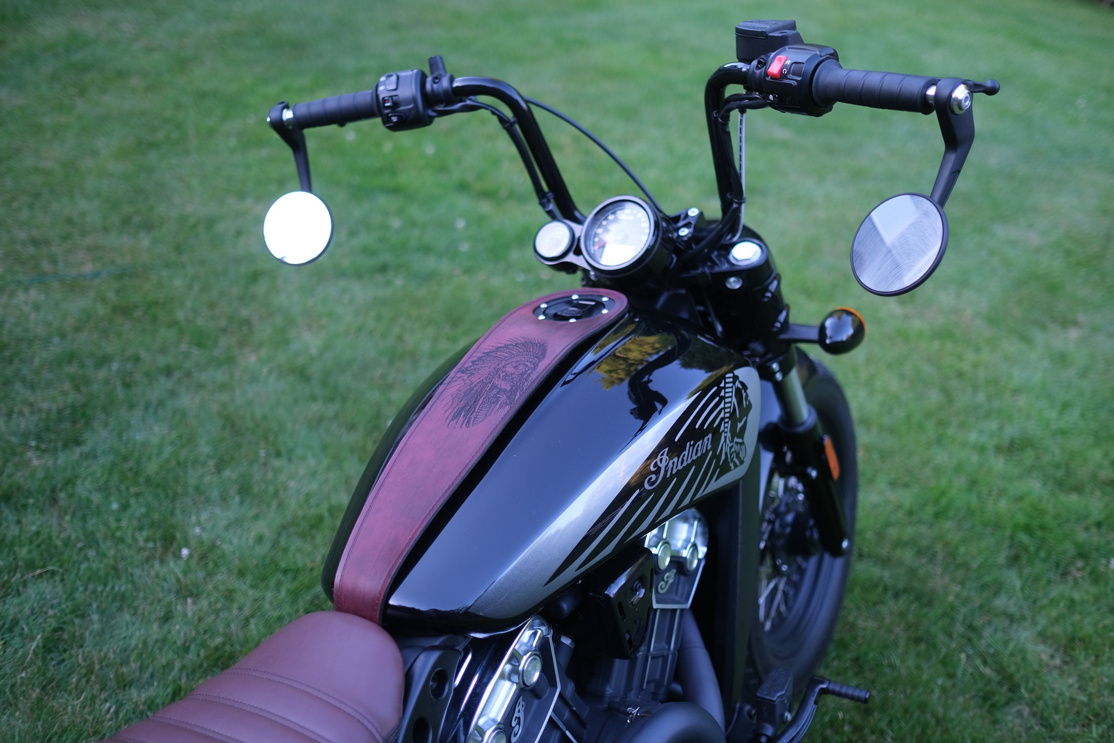 Wicked Indian Warrior Custom Real Engraved Leather Indian Scout Bobber ...