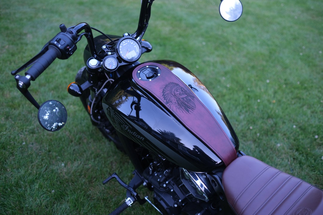 Wicked Indian Warrior Custom Real Engraved Leather Indian Scout Bobber ...