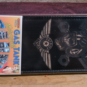 Retro Harley Davidson Fatboy Skull Antiqued Leather Gas Tank Bib Panel ...